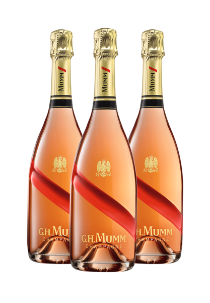 G. H. Mumm Grand Cordon Rose NV (Without Gift box) - 3 Bottle Pack ...